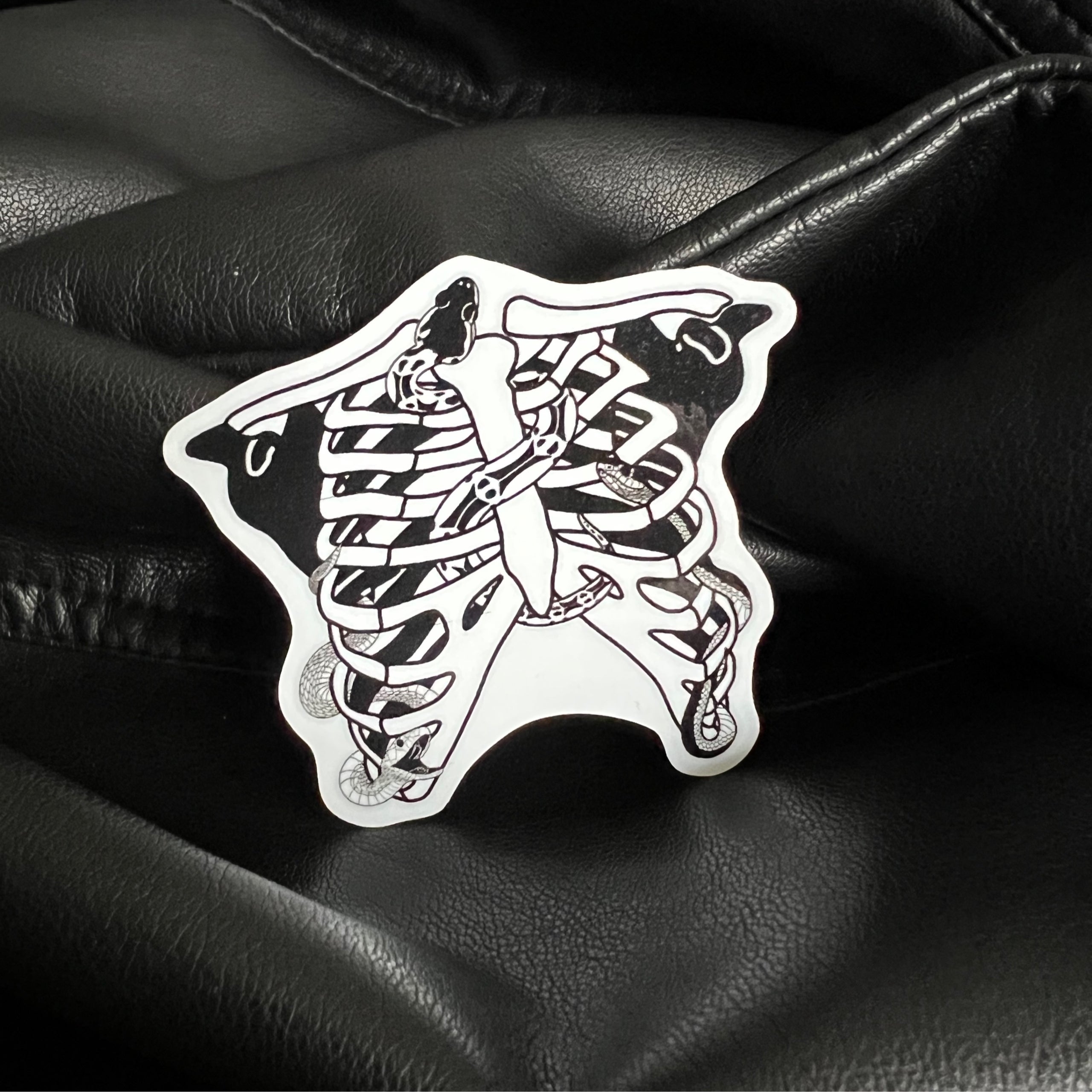 Deadly Snake Trio Ribcage Waterproof Sticker | Crinkle Crow Studio